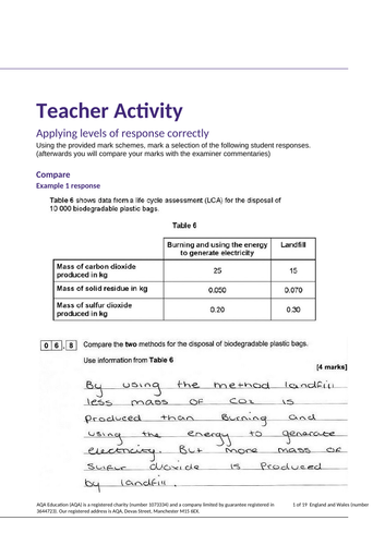 CPD session for Science Teachers - improving Extended Response ... CPD session for Science Teachers - improving Extended Response ...