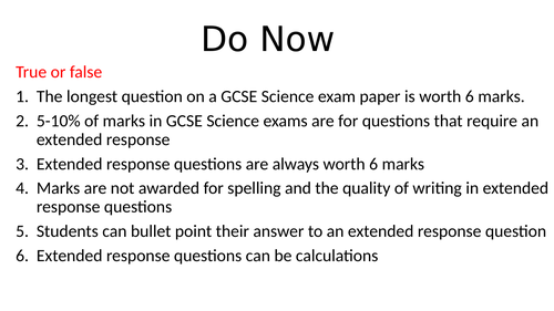 CPD session for Science Teachers - improving Extended Response ... CPD session for Science Teachers - improving Extended Response ...