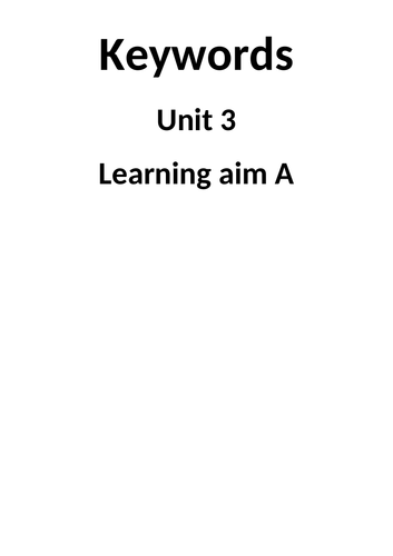 BTEC IT L3 Unit 3 - Keywords | Teaching Resources