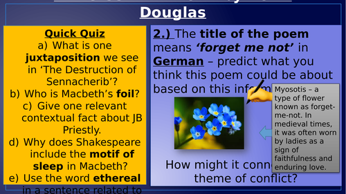 Vergissmeinnicht by Keith Douglas Lesson | Teaching Resources