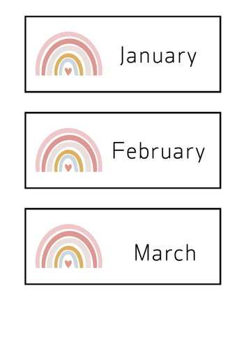 Natural Rainbow Birthday Display Months | Teaching Resources