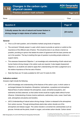 Complete AQA Water Carbon Cycles A level | Teaching Resources