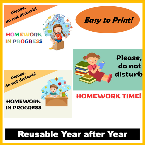 Homework Signs - "Please, Do Not Disturb" 14 Posters for Elementary ...