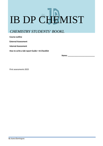 IB DP Chemistry Student's Booklet - first exams 2025 | Teaching Resources