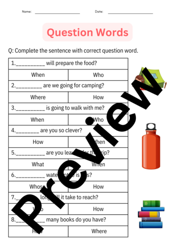 Printable Question Words Practice Worksheets - Writing Questions for ...
