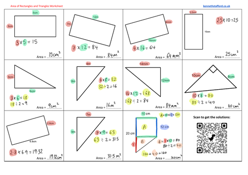 Finding the Area of Rectangles and Triangles | Teaching Resources