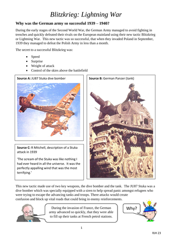Blitzkrieg - Lightning War 1939 - 1940 | Teaching Resources