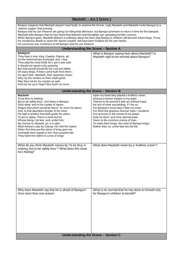 Macbeth - Act 3 Workbook | Teaching Resources