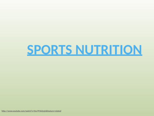 Sport Nutrition | Teaching Resources