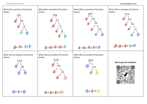 Product of Prime Factors Questions | Teaching Resources