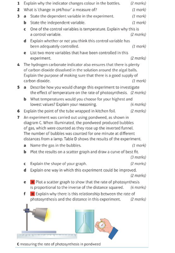 Edexcel CB6 SB6 Photosynthesis Core Practical Complete Lesson - GCSE ...