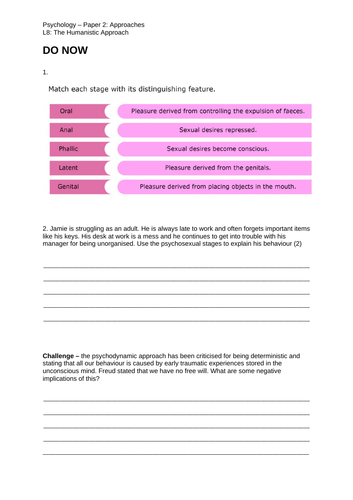 L7. Humanistic - Approaches - AQA Psychology | Teaching Resources