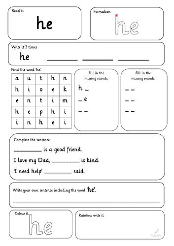 High Frequency Word Activity Sheet (First 10 words) | Teaching Resources