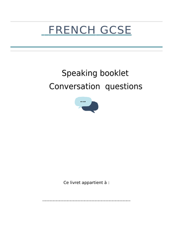GCSE French speaking booklet | Teaching Resources