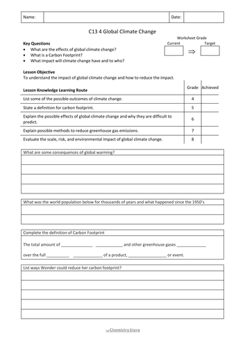 KS4 GCSE Chemistry AQA C13 4 Global Climate Change Lesson Bundle ...