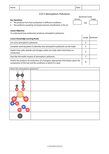 KS4 GCSE Chemistry AQA C13 5 Atmospheric Pollutants Lesson Bundle ...