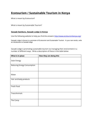 Travel and Tourism Destinations- Cambridge A Level ENTIRE UNIT ...