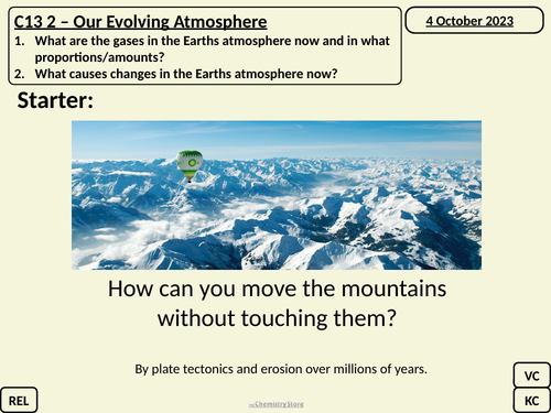 KS4 GCSE Chemistry AQA C13 The Earth's atmosphere 5 PPTS 7WS 6MS Topic ...