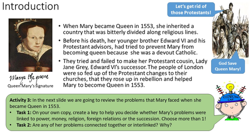 What problems faced Queen Mary in 1553? | Teaching Resources