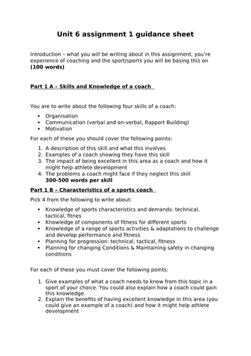 L3 Exercise Science Coaching for Performance | Teaching Resources