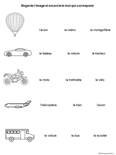 Les Moyens de Transport - French Transport Activities | Teaching Resources