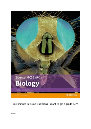 Last minute Higher questions to get a grade 7-9 Biology | Teaching ...
