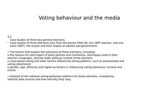 A Level Politics - Electoral systems, voting behaviour, and the media ...