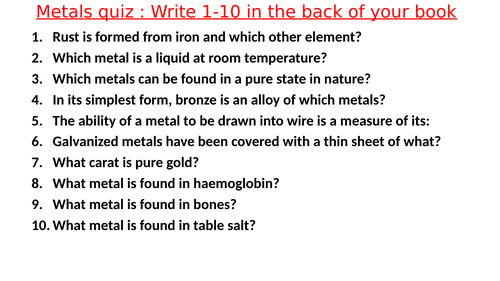 Metals and alloys | Teaching Resources
