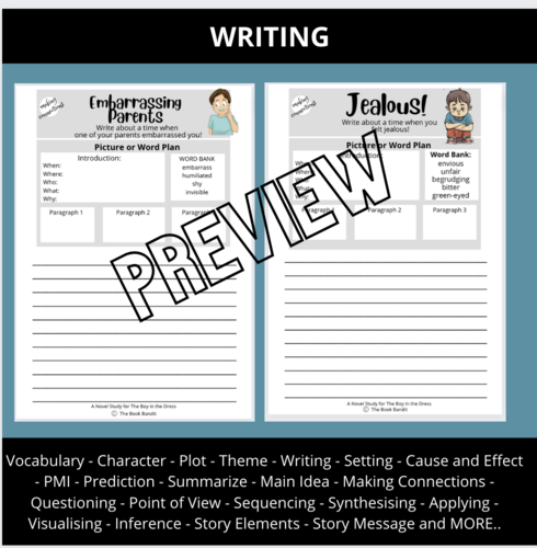 THE BOY IN THE DRESS by David Walliams NOVEL STUDY and READING ...