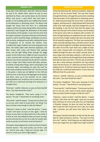 Dr Jekyll and Mr Hyde Chapter Five Modern Translation | Teaching Resources
