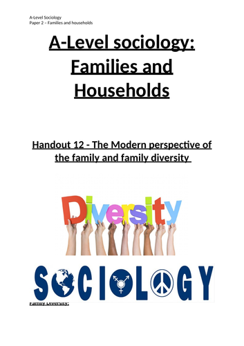 AQA A Level Sociology - Families & households: WHOLE TOPIC | Teaching ...