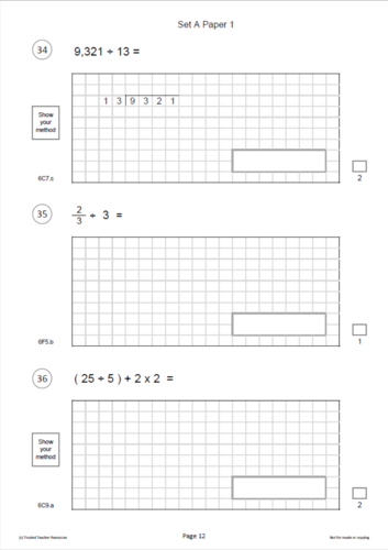 Ks2 Maths Sats Arithmetic Tests Nc Coded Pack 1 New For 2024 And Beyond Teaching Resources 