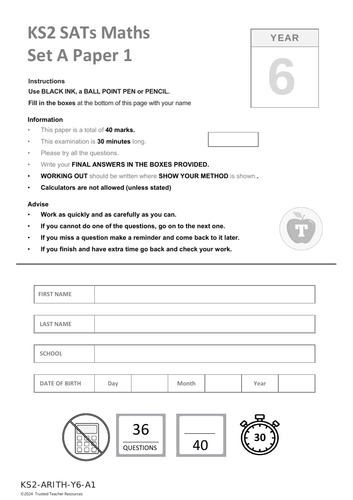 KS2 Maths - SATS Arithmetic Tests Standard & Short Version (Pack 1) New ...