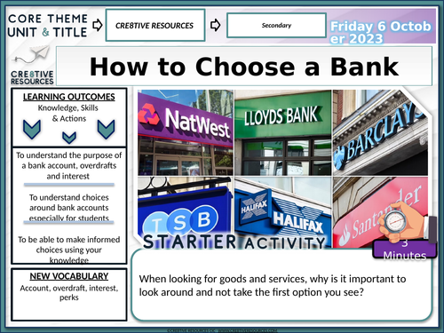 How to Choose a Bank - Finance | Teaching Resources