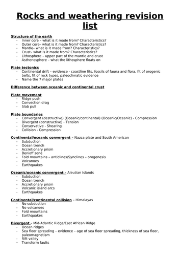 Cambridge A level (CIE) Rocks and weathering | Teaching Resources