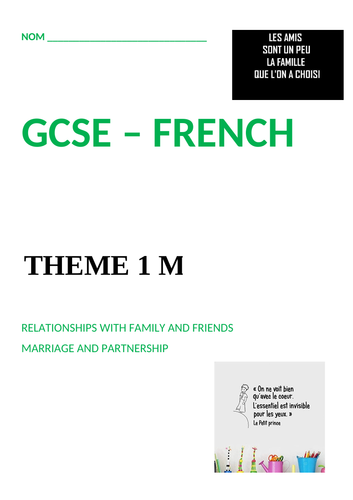 AQA GCSE French - Theme 1 - me, my family and friends | Teaching Resources