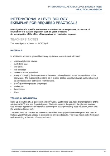 Investigating Rate of Respiration (RP8) - Oxford AQA A Level Biology ...
