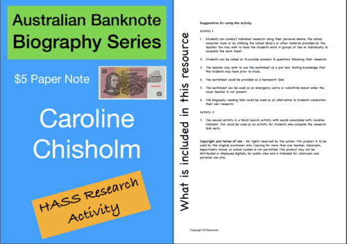 Caroline Chisholm - Australian Bank Note Biographies $5 Note | Teaching ...
