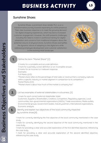IGCSE Business Unit 1.5 Business Objectives and Stakeholders | Teaching ...