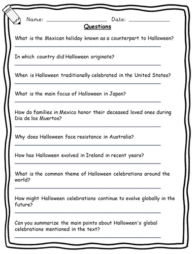 Halloween reading comprehensions for all ages - Fiction and non-fiction ...