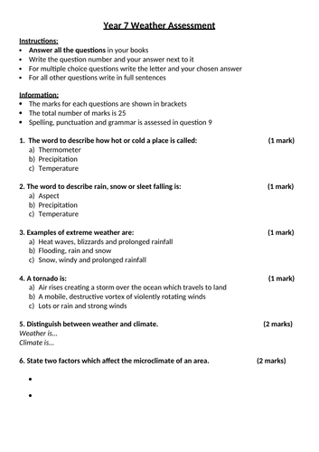KS3 Weather and Climate SOW | Teaching Resources