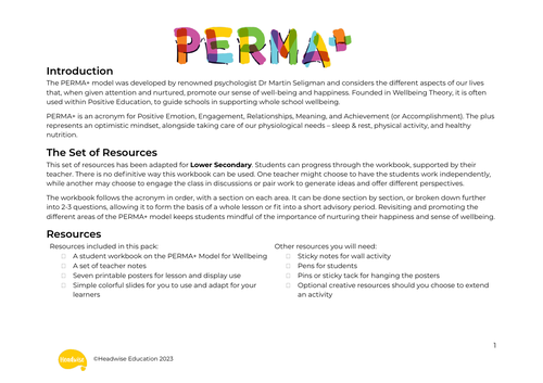 PERMA+ SEL - Wellbeing and Happiness | Teaching Resources
