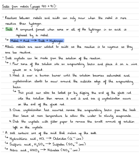 C5: Chemical Changes revision notes | Teaching Resources