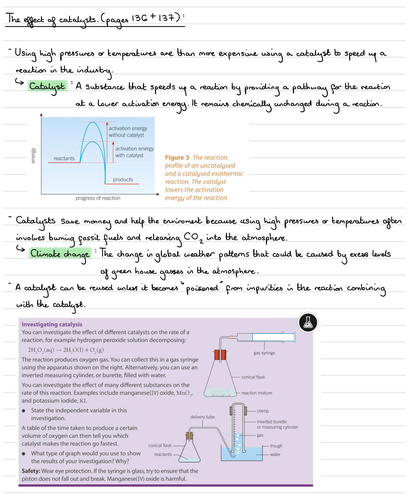 C8: Rates of Chemical Reactions revision notes | Teaching Resources
