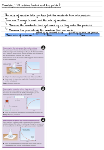 C8: Rates of Chemical Reactions revision notes | Teaching Resources