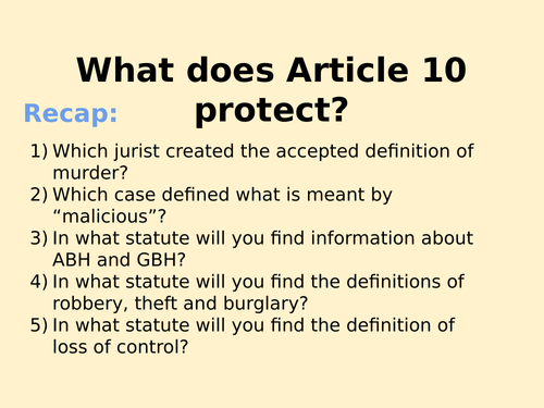 OCR Law: Article 10 (human rights law) | Teaching Resources