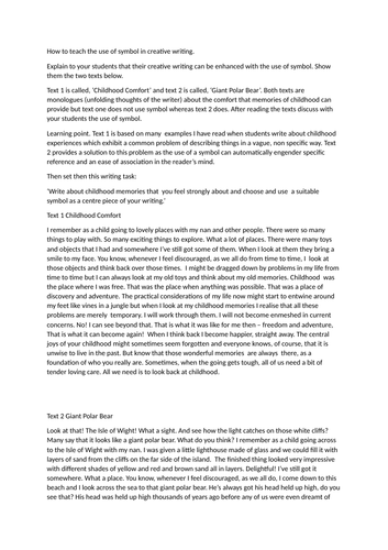 How to teach the use of symbol in creative writing. | Teaching Resources
