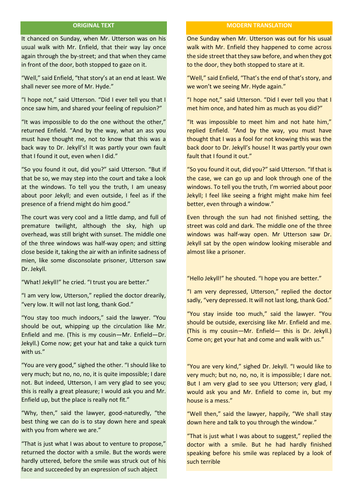 Dr Jekyll and Mr Hyde Chapter Seven Modern Translation | Teaching Resources