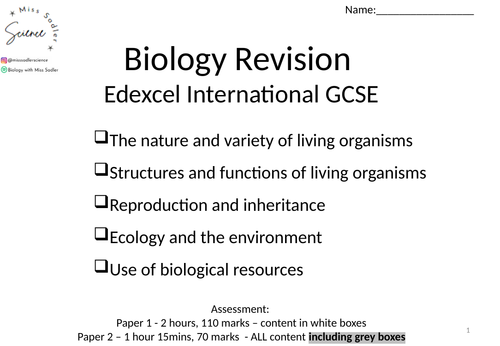 Edexcel iGCSE Biology Revision Grid | Teaching Resources Edexcel iGCSE Biology Revision Grid | Teaching Resources