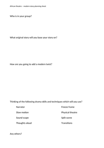 Yr 7 African theatre unit | Teaching Resources